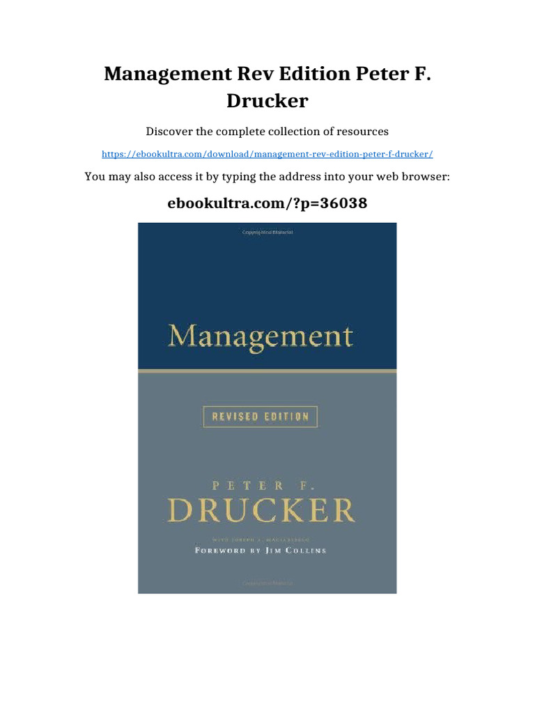 Management Rev Edition Peter F. Drucker Available Any Format | PDF