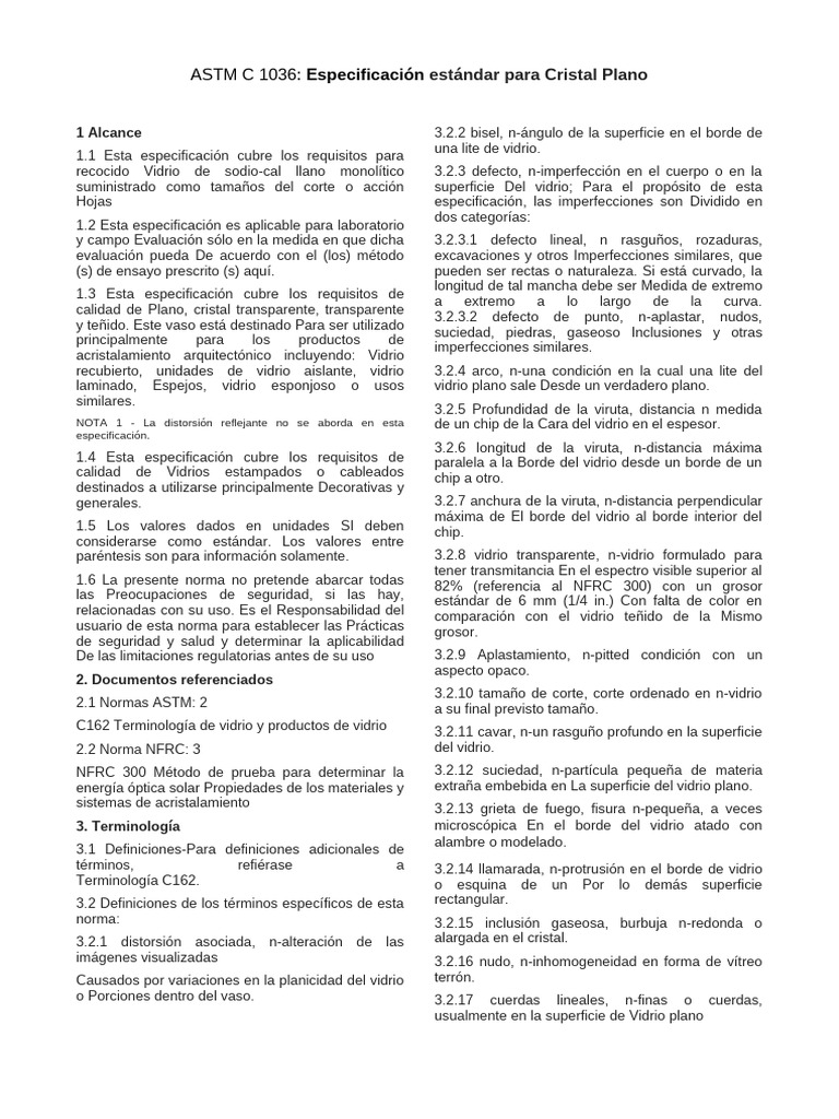 ASTM C 1036 - Traduccion | PDF | Lentes | Óptica