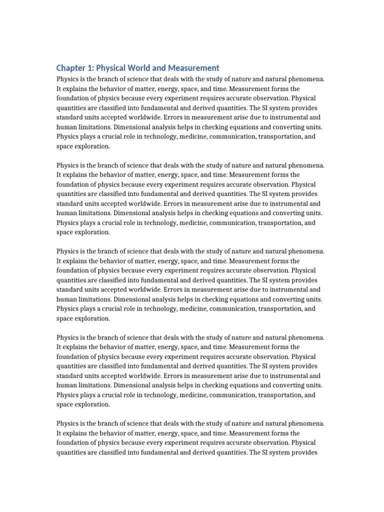 Physics Ch1 Physical World Andurement-1 | PDF | Measurement | Physics