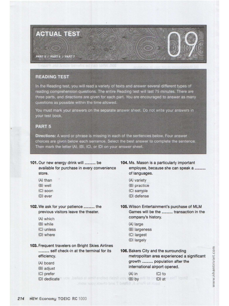 PART5TOEIC2025(TE9) (1) | PDF