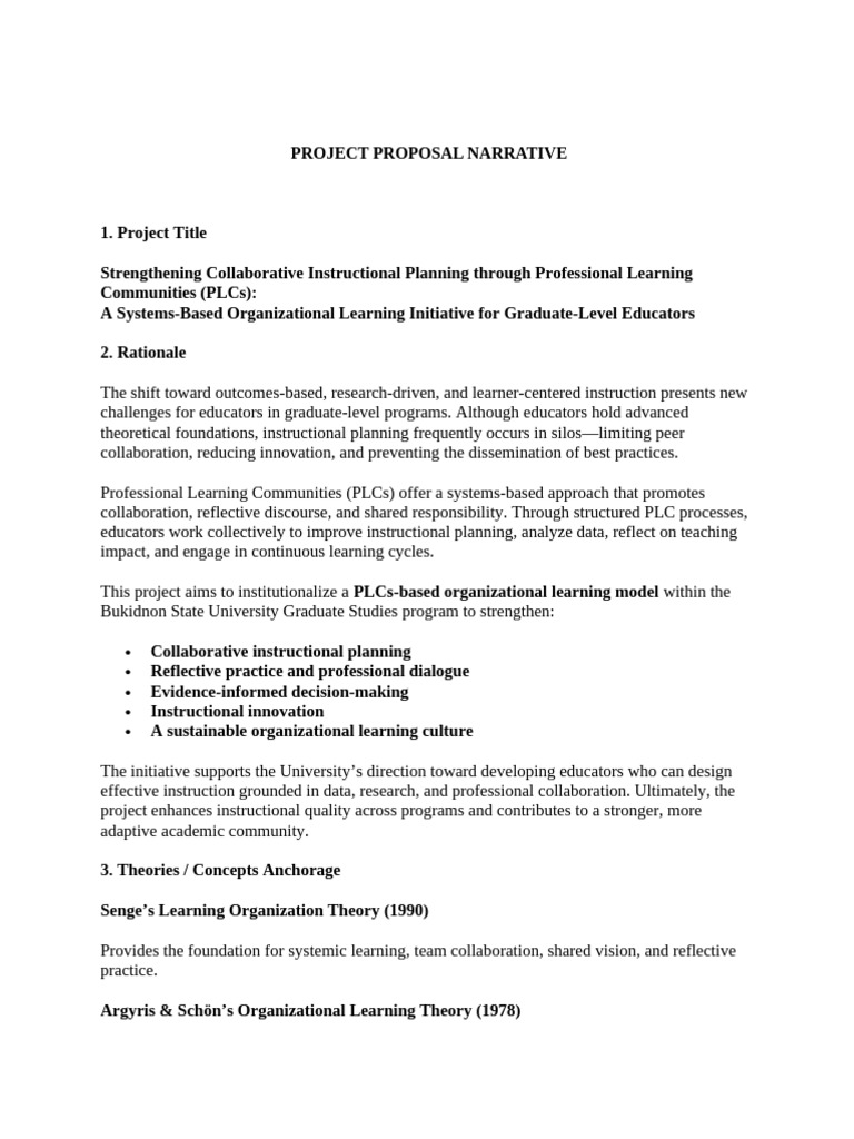 Project Proposal Narrative Final | PDF | Learning | Human Communication
