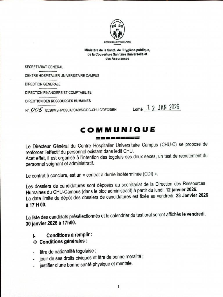 Communiqué Du Recrutement | PDF