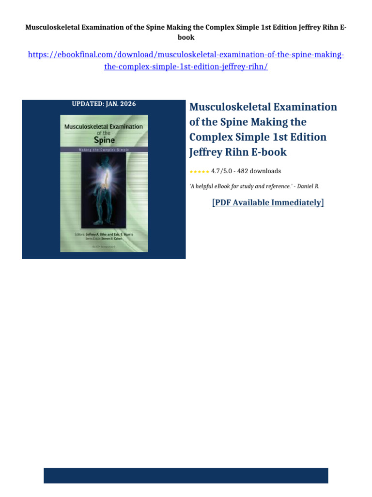 Musculoskeletal Examination of the Spine Making the Complex Simple 1st ...