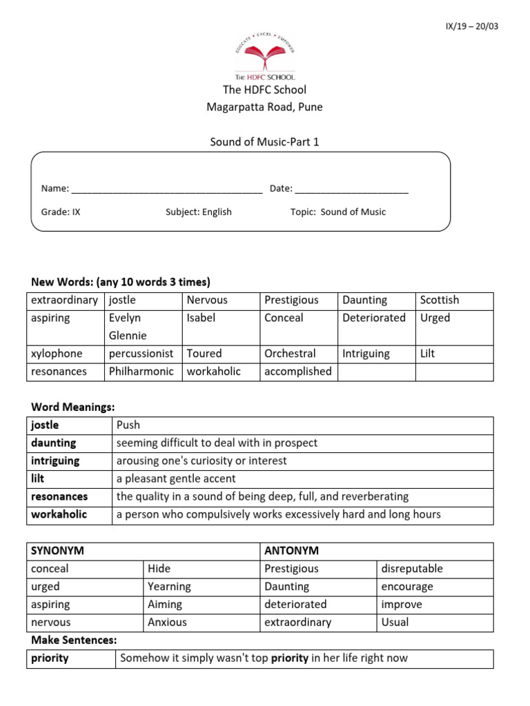 Sound of Music School Notes | PDF
