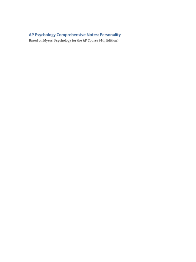 AP_Psychology_Comprehensive_Notes_Personality | PDF | Humanistic ...
