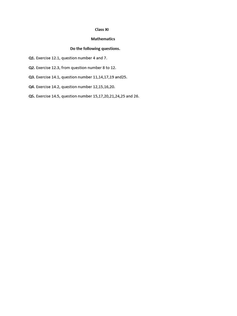 Mathematics Class XI | PDF