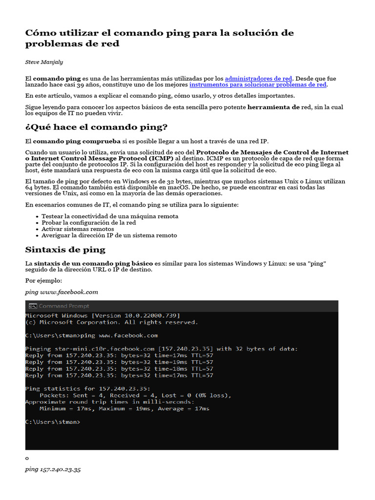 Cómo Utilizar El Comando Ping para La Solución de Problemas de Red ...