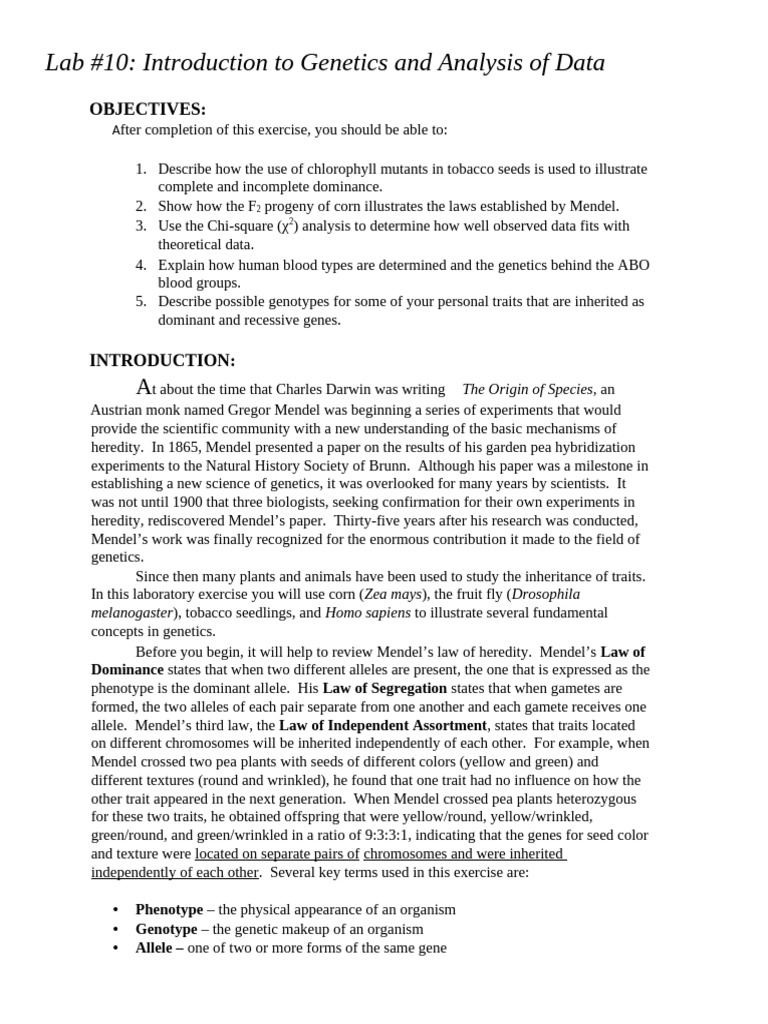 Lab 10 Background Info & Data Collection | PDF | Dominance (Genetics ...