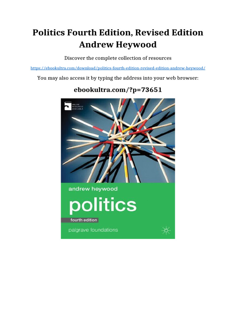 Politics Fourth Edition, Revised Edition Andrew Heywood Full Chapters ...
