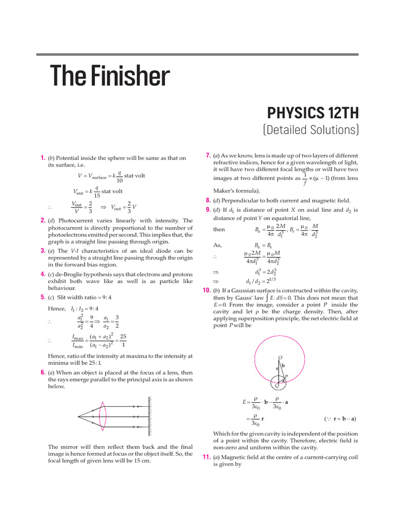 CBSE Physics 12th The Finisher | PDF | P–N Junction | Electron
