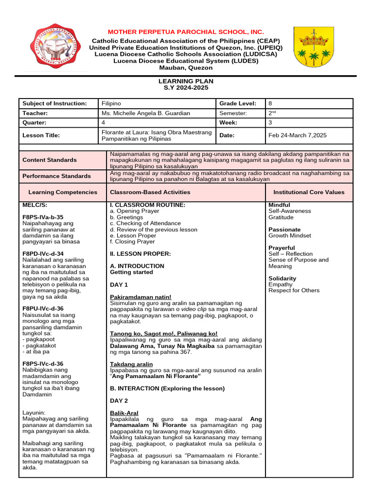2 Week Lesson Plan | PDF