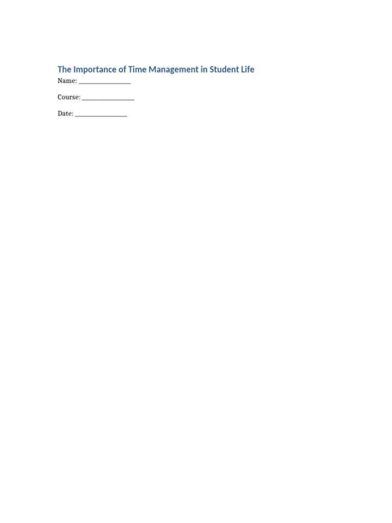Time Management Student Life | PDF | Disciplines | Time Management