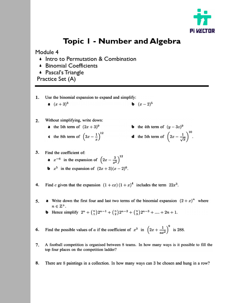 Algebra-Module-4 Practice Set (a) | PDF