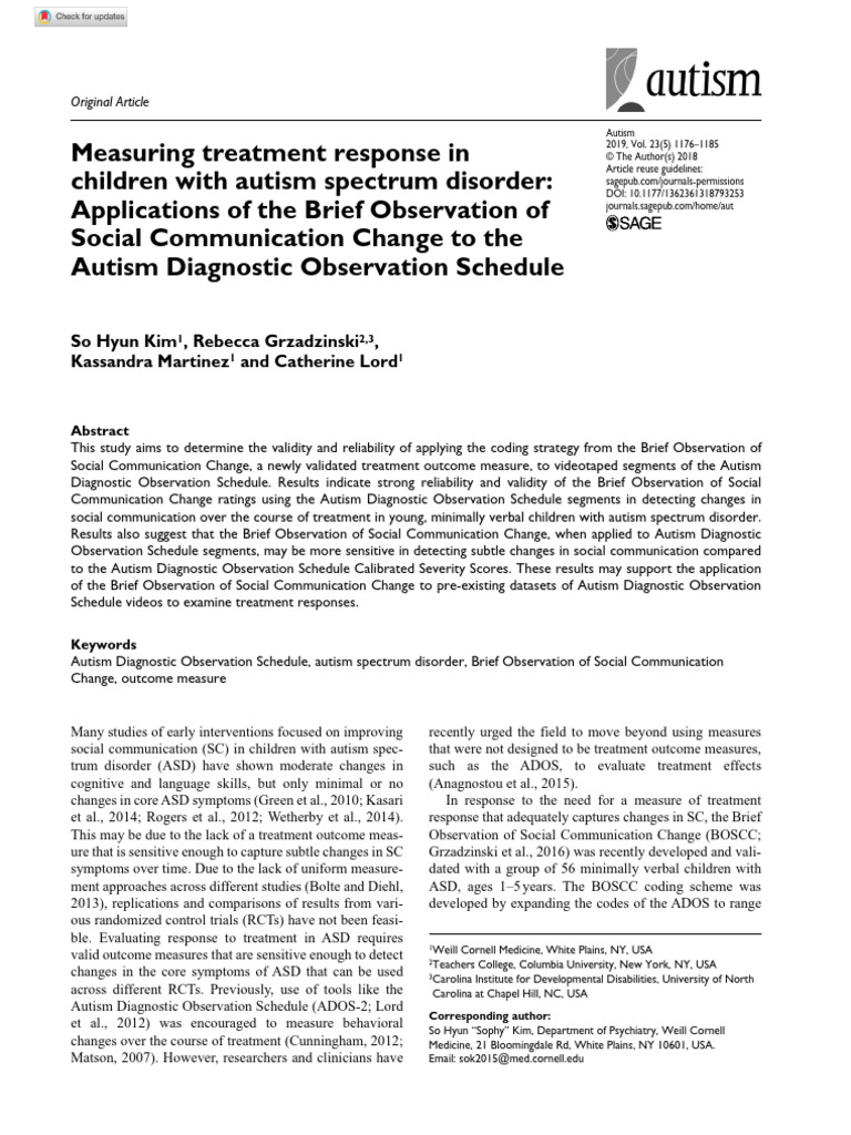 Kim Et Al 2018 Measuring Treatment Response in Children With Autism ...