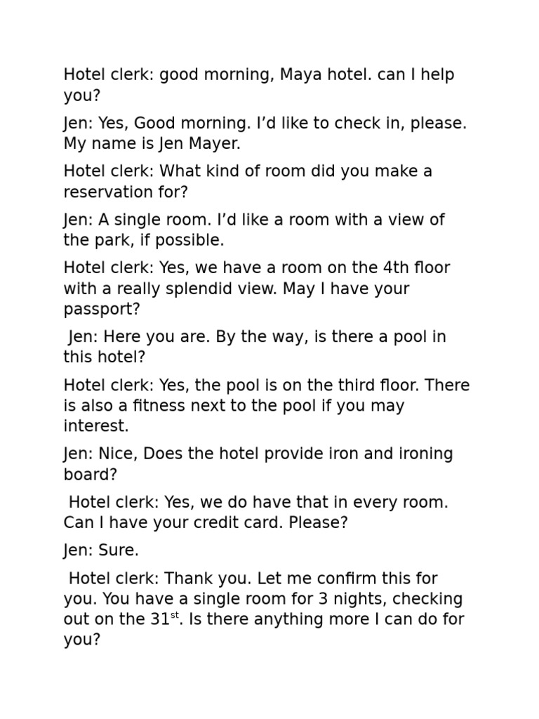 Conversation Hotel | PDF