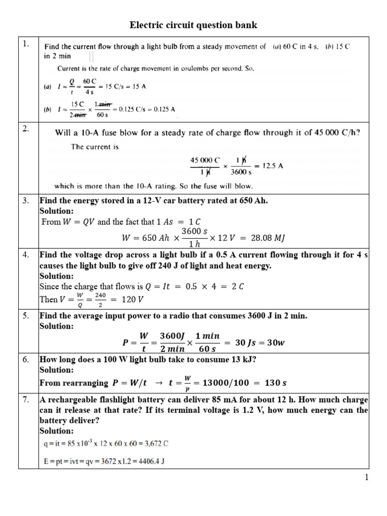 Electric Circuit Question Bank | PDF