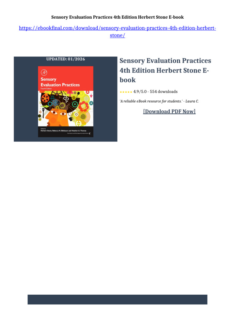 Sensory Evaluation Practices 4th Edition Herbert Stone Ebook Unlocked ...