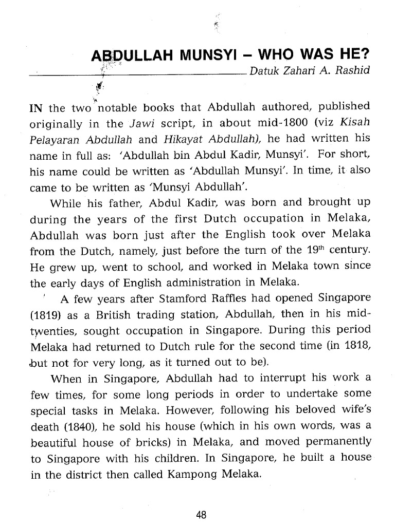 Abdullah Munsyi-Who Was He [48-76] | PDF