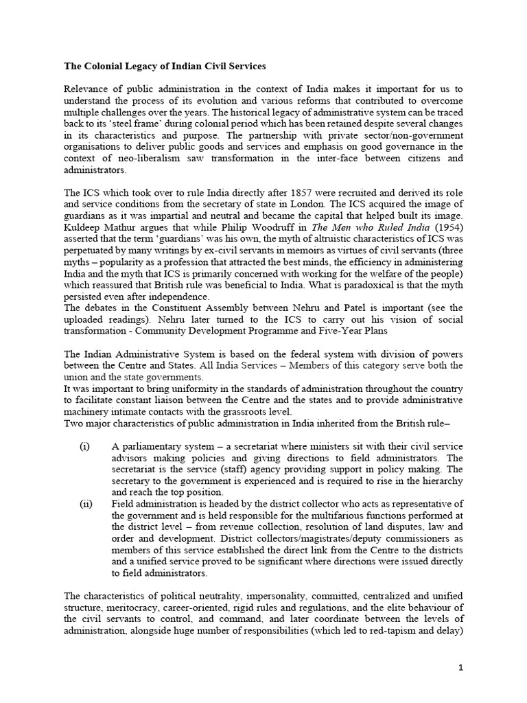 The Colonial Legacy of Indian Civil Services | PDF | Bureaucracy ...
