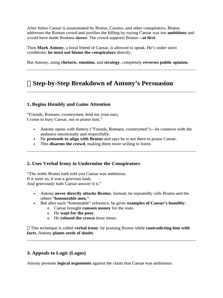 After Julius Caesar is assassinated by Brutus | PDF
