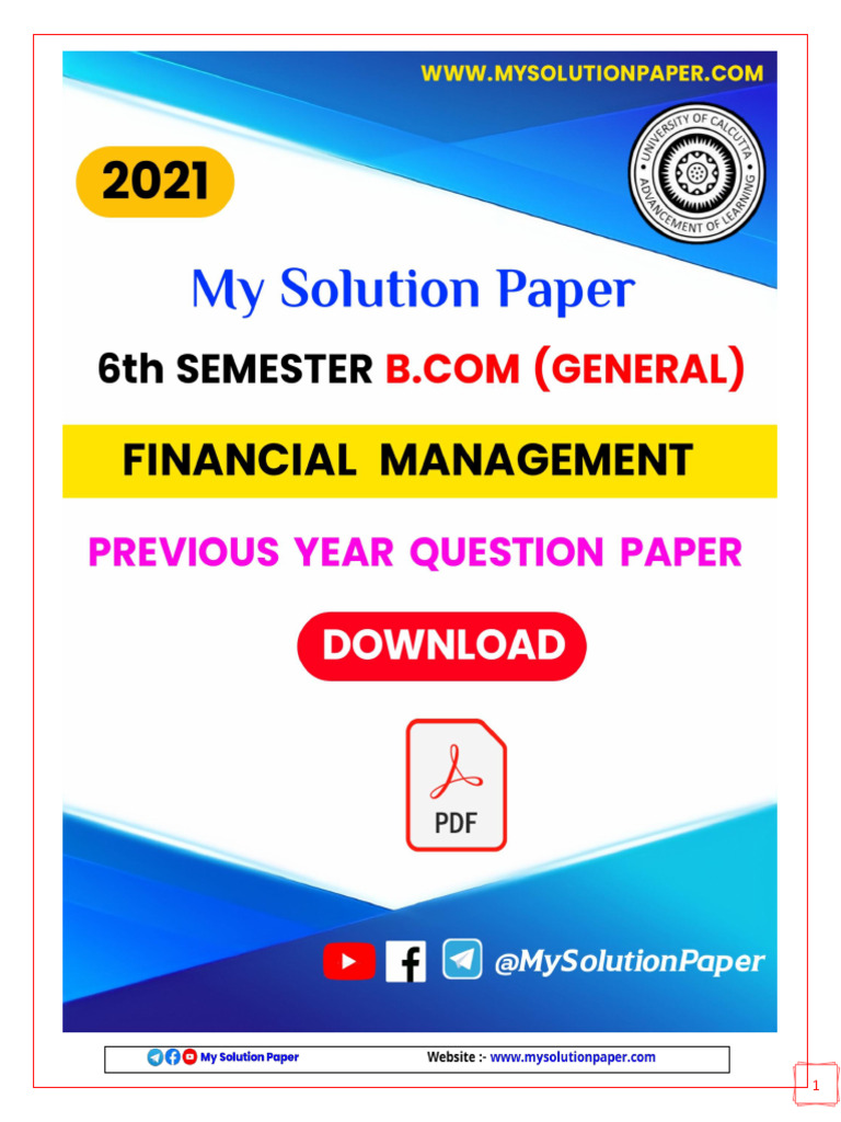2021 (G) 6th Semester Financial Management Question Paper by My ...
