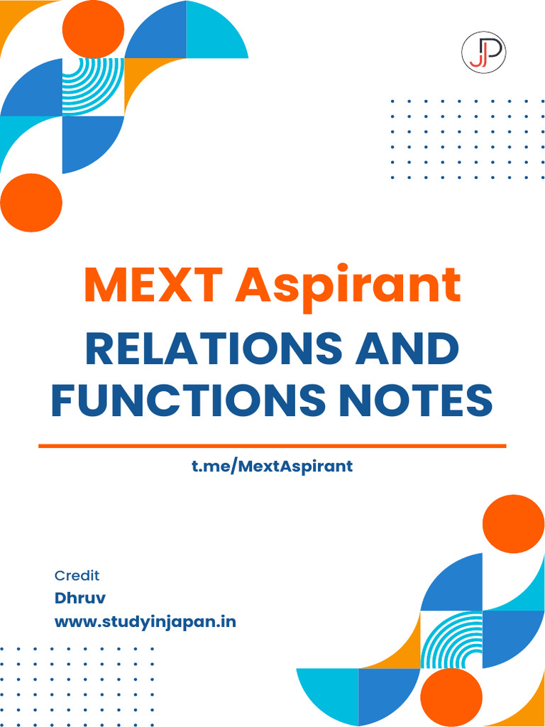 Relations and Functions Notes by MEXT Aspirant | PDF