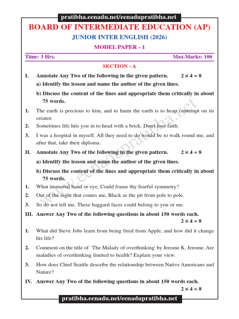 JR Inter English AP 2026 25102025 | PDF | Central Nervous System ...