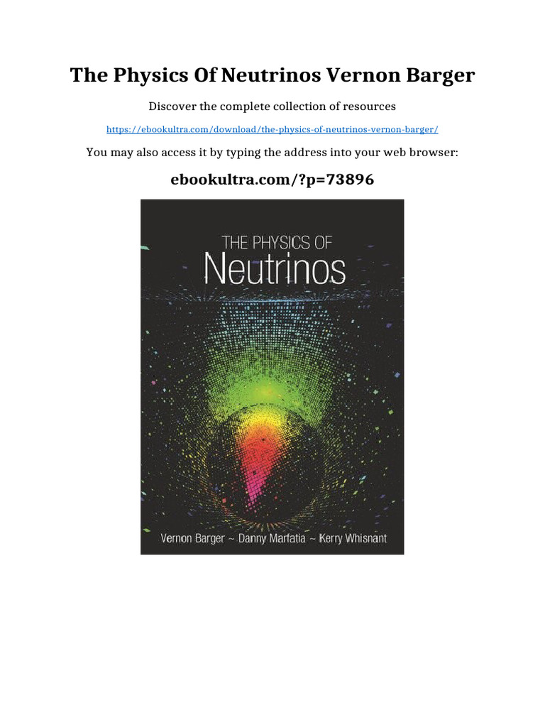 The Physics of Neutrinos Vernon Barger Latest PDF 2025 | PDF | Property ...