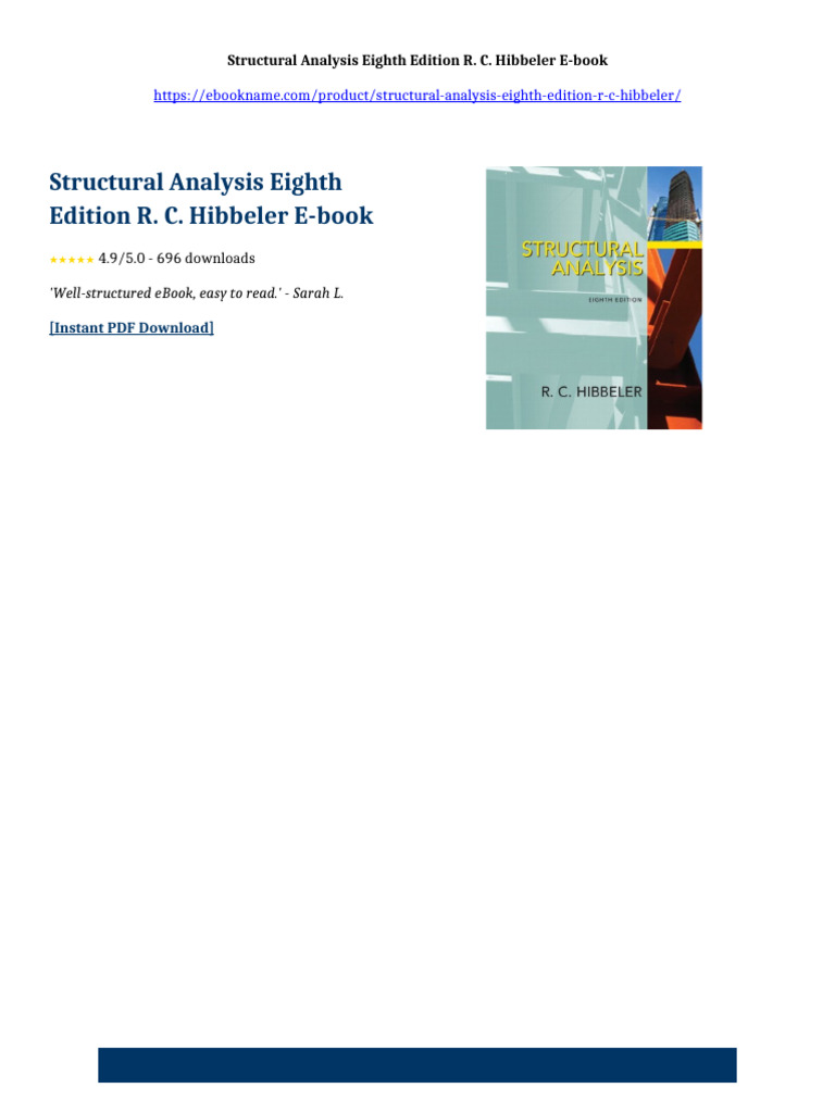 Structural Analysis Eighth Edition R. C. Hibbeler Ebook Testbank ...