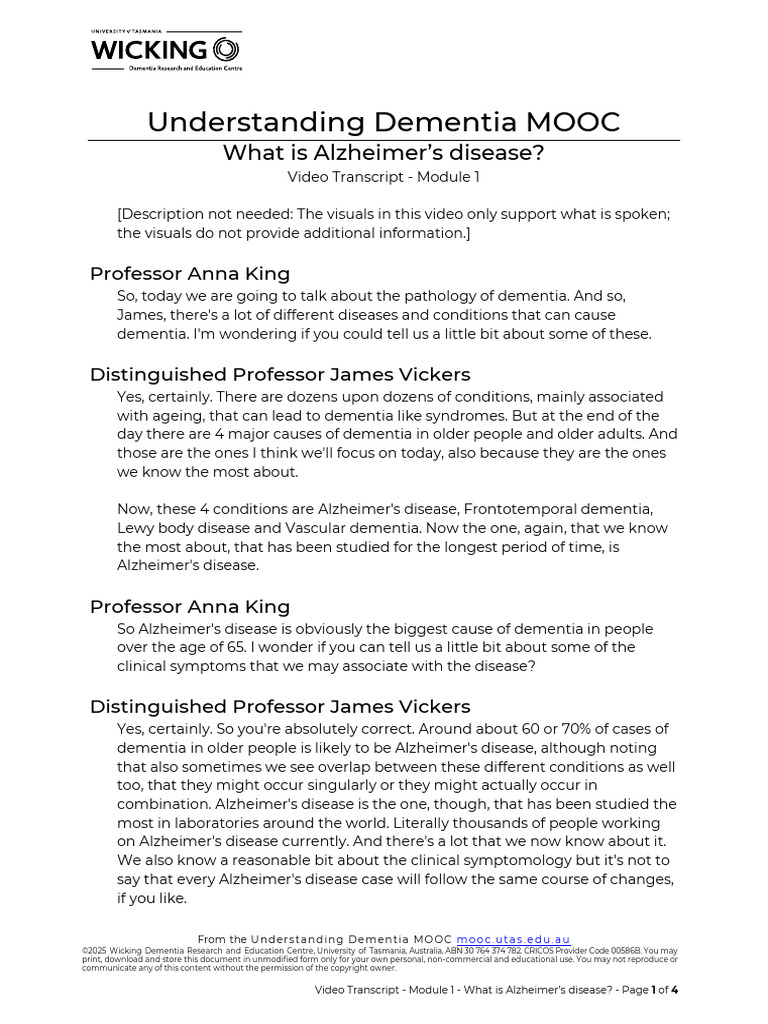 009.1 UD Introduction to Alzheimer's Disease James Vickers - Anna King ...