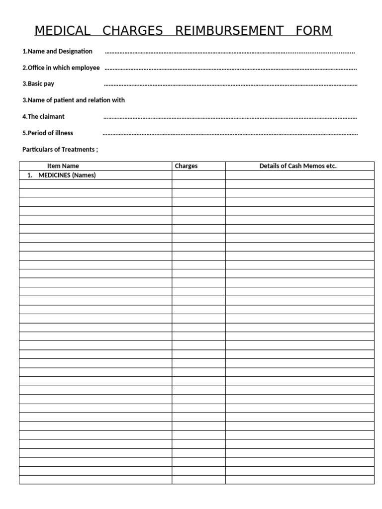 Medical Charges Reimbursement Form | PDF