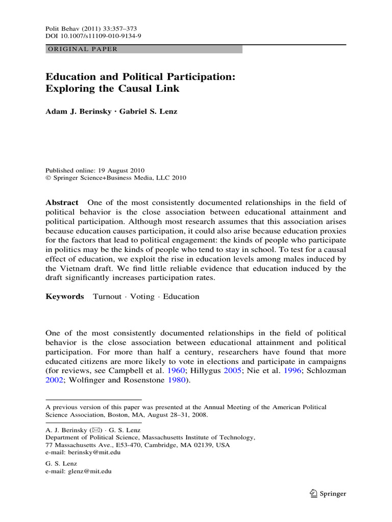 J Political Education - 2 | PDF | Ordinary Least Squares | Selective ...