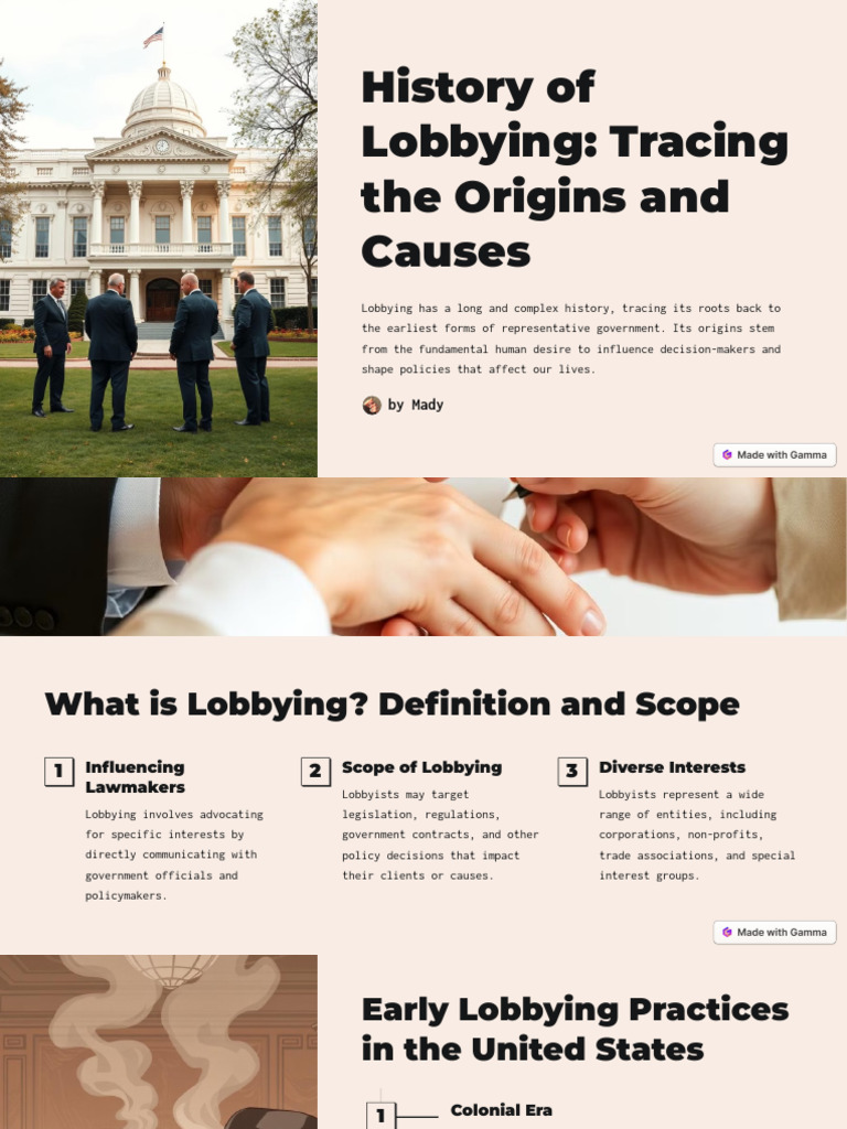 History of Lobbying Tracing the Origins and Causes 2 | PDF | Campaign ...