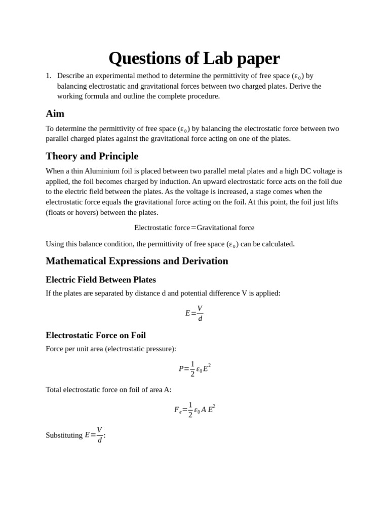 Phy Lab | PDF | Capacitor | Electrical Resistance And Conductance
