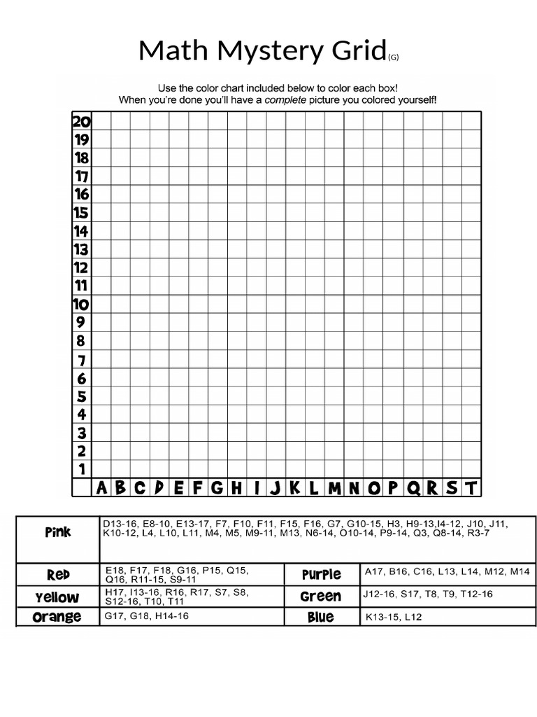 Math Mystery Grid - Girls | PDF