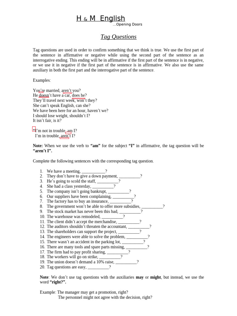 Tag Questions | PDF | Question | Chess Openings