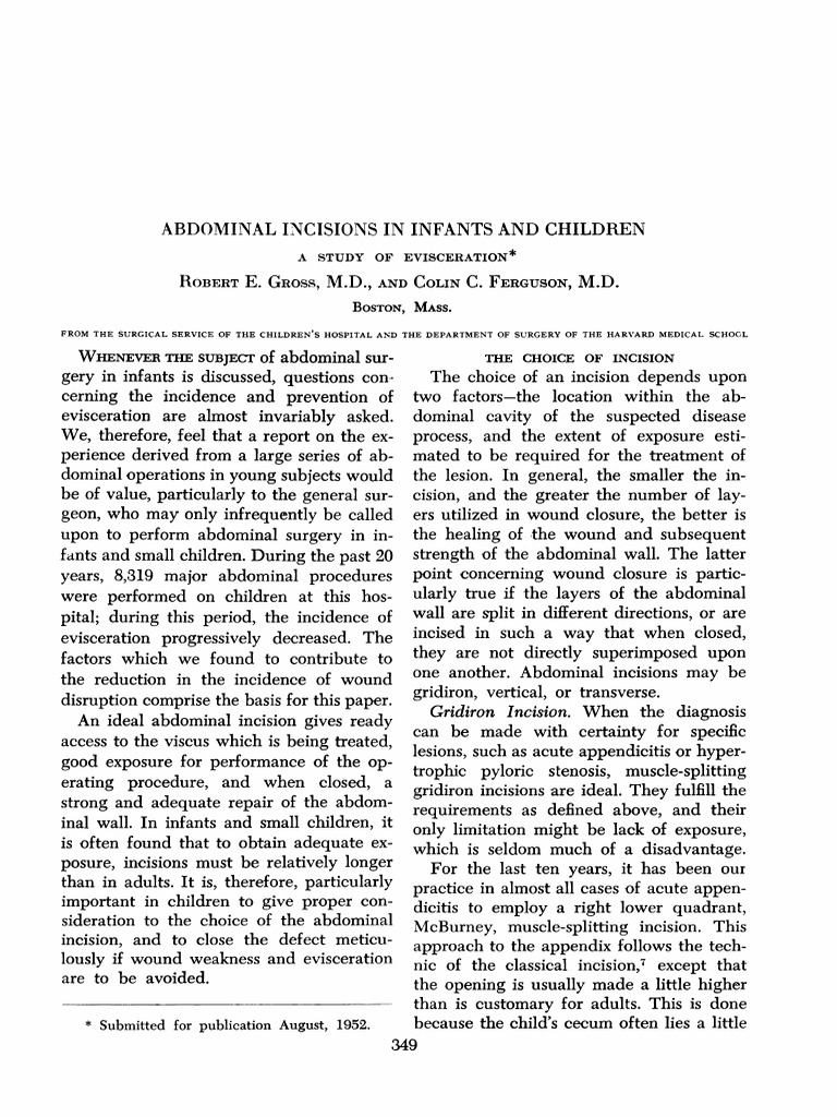 Abdominal Incisions in infants and children history | PDF | Abdomen ...
