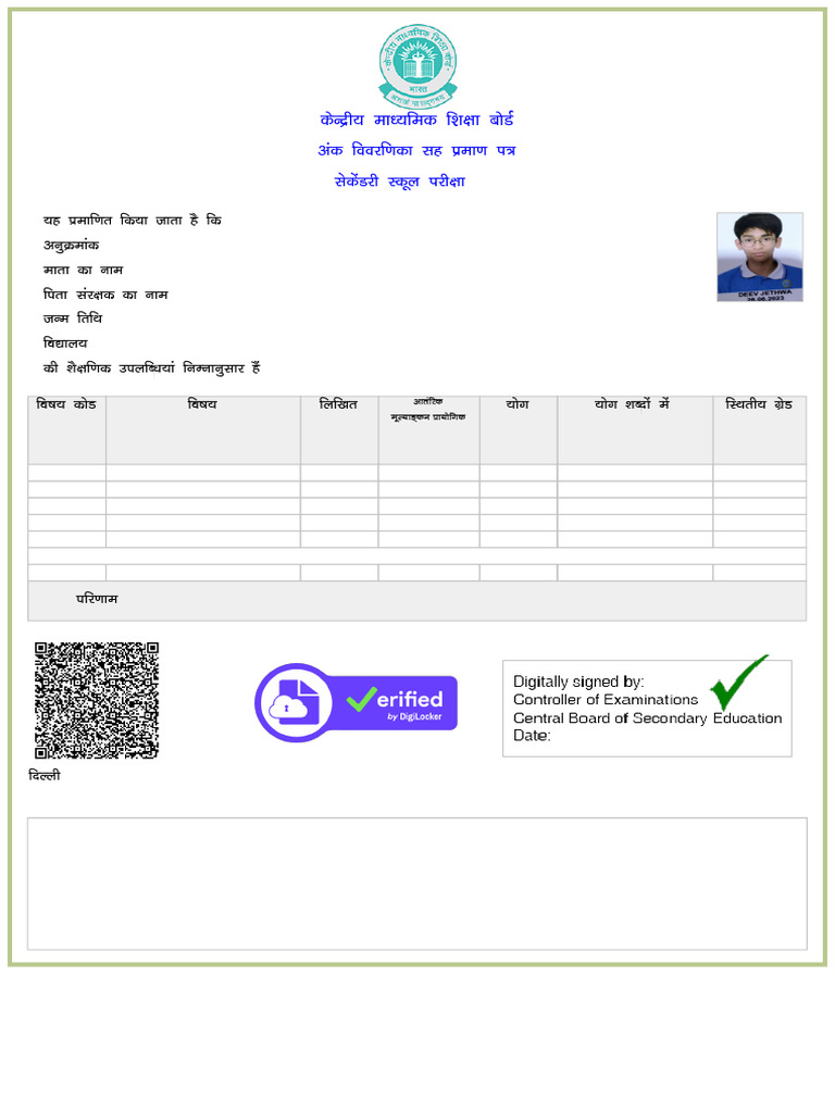 Class 10th Marksheet | PDF | Secondary Education