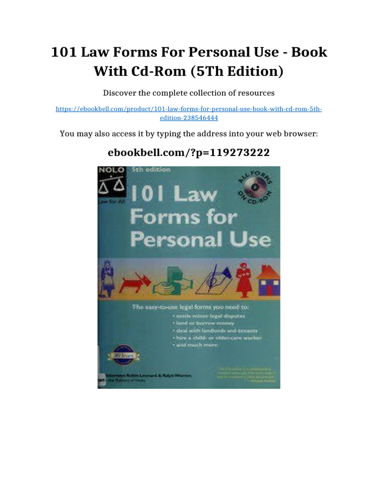 101 Law Forms for Personal Use - Book with CD-Rom (5th Edition ...