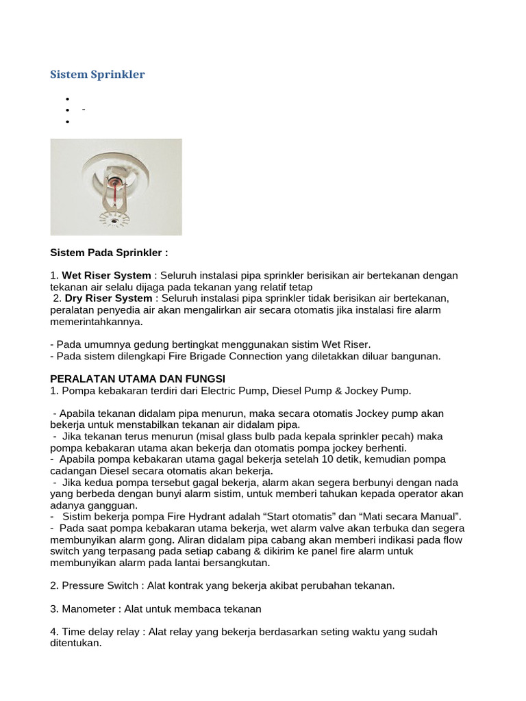 Prinsip Kerja Dan Jenis Fire Sprinkler | PDF