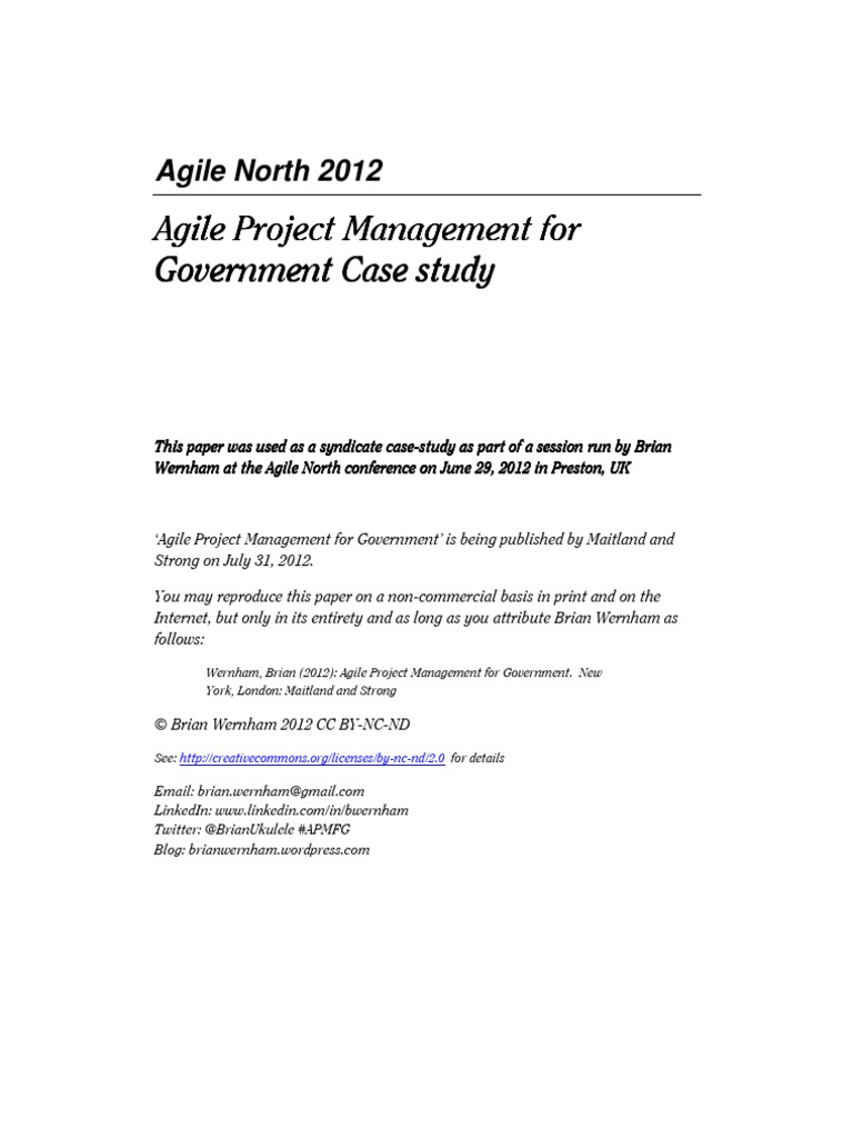 Agile North 2012 - Agile Project Management For Government - Brian ...