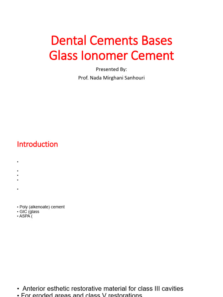 Dental Cements Glass Ionomer Cement 1 | PDF | Materials | Chemical ...