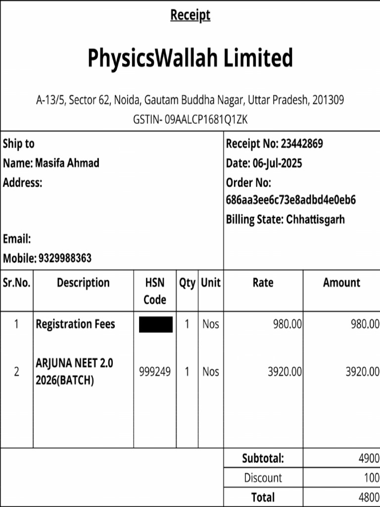 Reciept | PDF