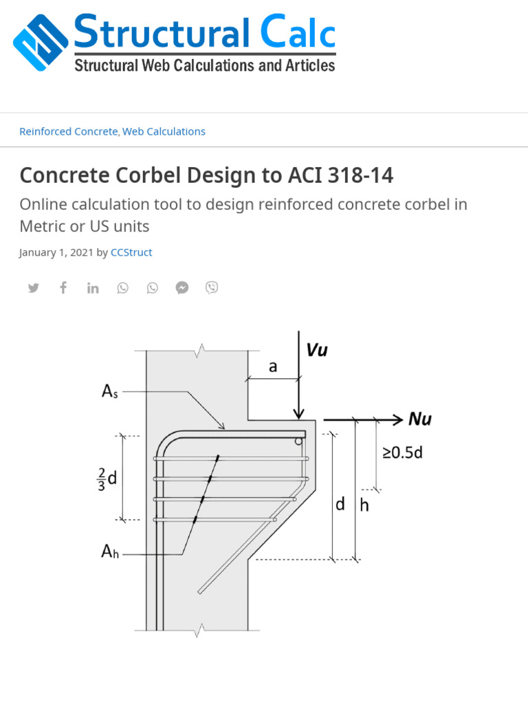Corbel Design to ACI 318-14 | PDF | Concrete | Building Engineering