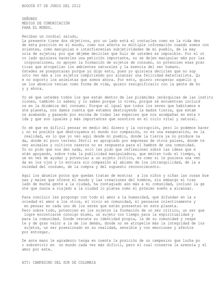 Carta Reflexiva... | PDF | Amor | Science
