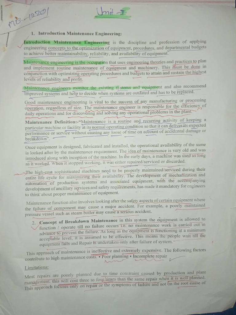 Machine Maintenance (Unit 1) | PDF | Safety | Systems Engineering