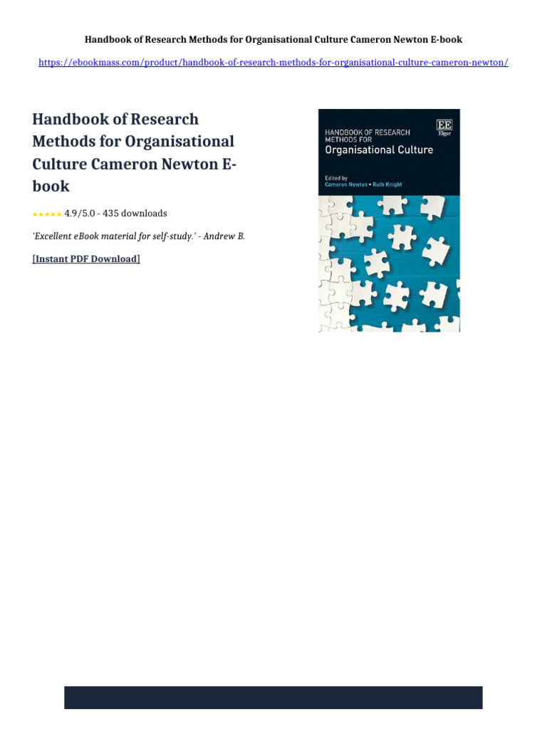 Handbook of Research Methods for Organisational Culture Cameron Newton ...