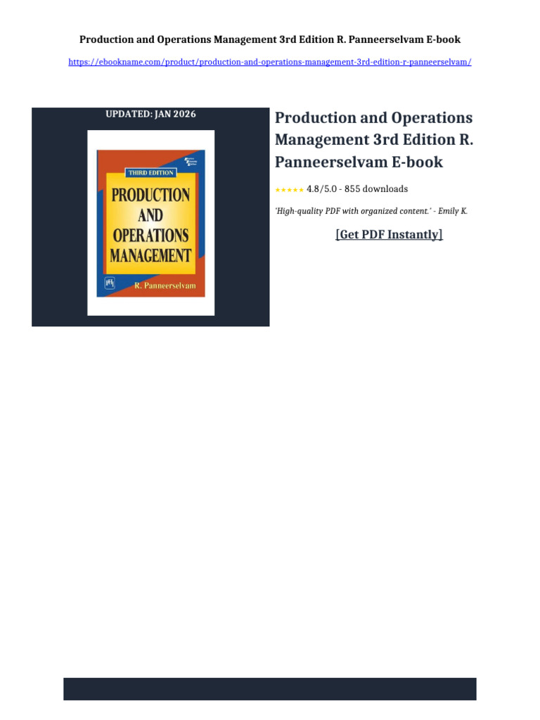 Production and Operations Management 3rd Edition R. Panneerselvam Ebook ...