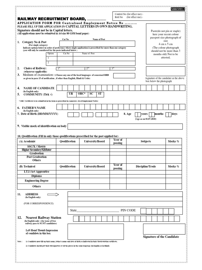 Railway Form | PDF