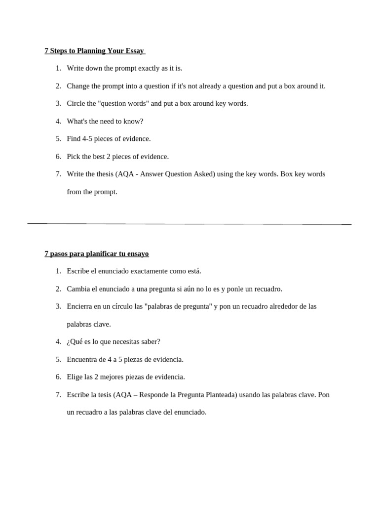 7 Steps to Planning Your Essay | PDF